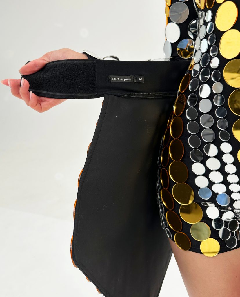 Mirror gold&silver set of bodysuit with mask - by ETERESHOP