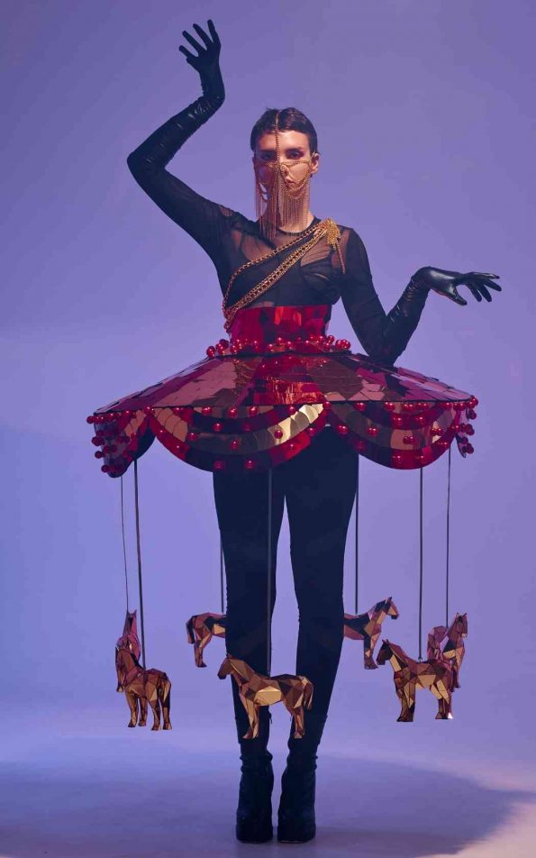 Carnival Custom Women's Mirror Costume with Moving Horses