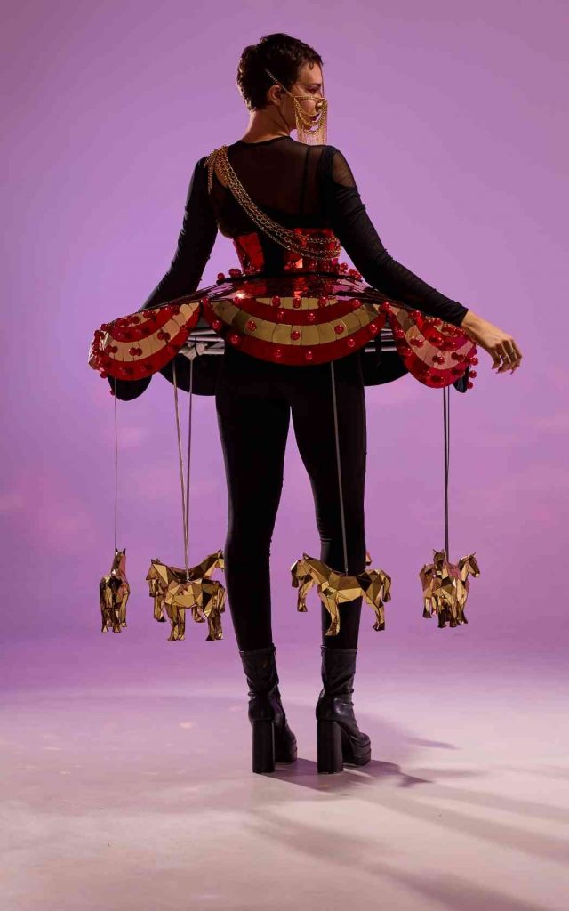 Carnival Custom Women's Mirror Costume with Moving Horses