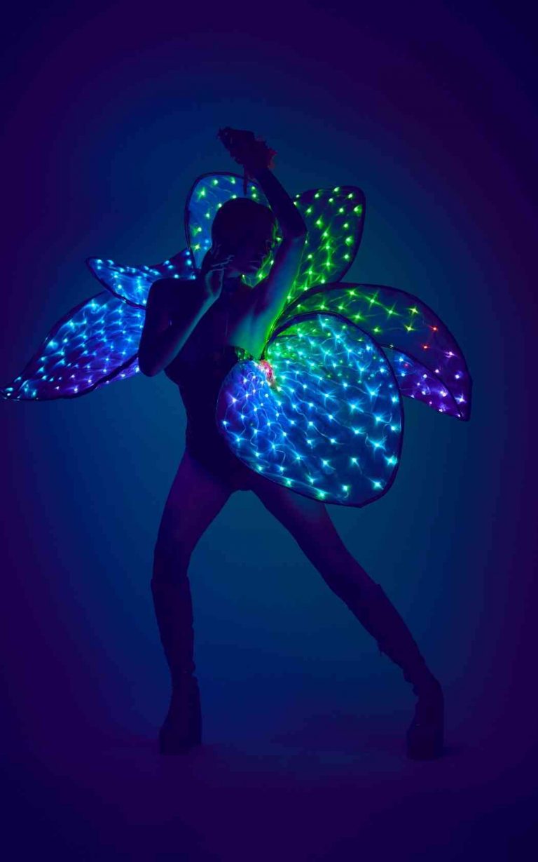 Smart LED flower costume with mirror bodysuit by ETERESHOP _P61