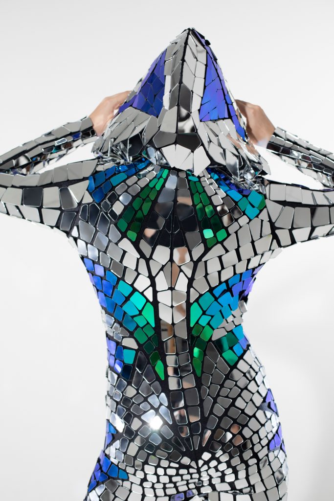 Green Mirror Cat Costume for shows and events - by ETERESHOP