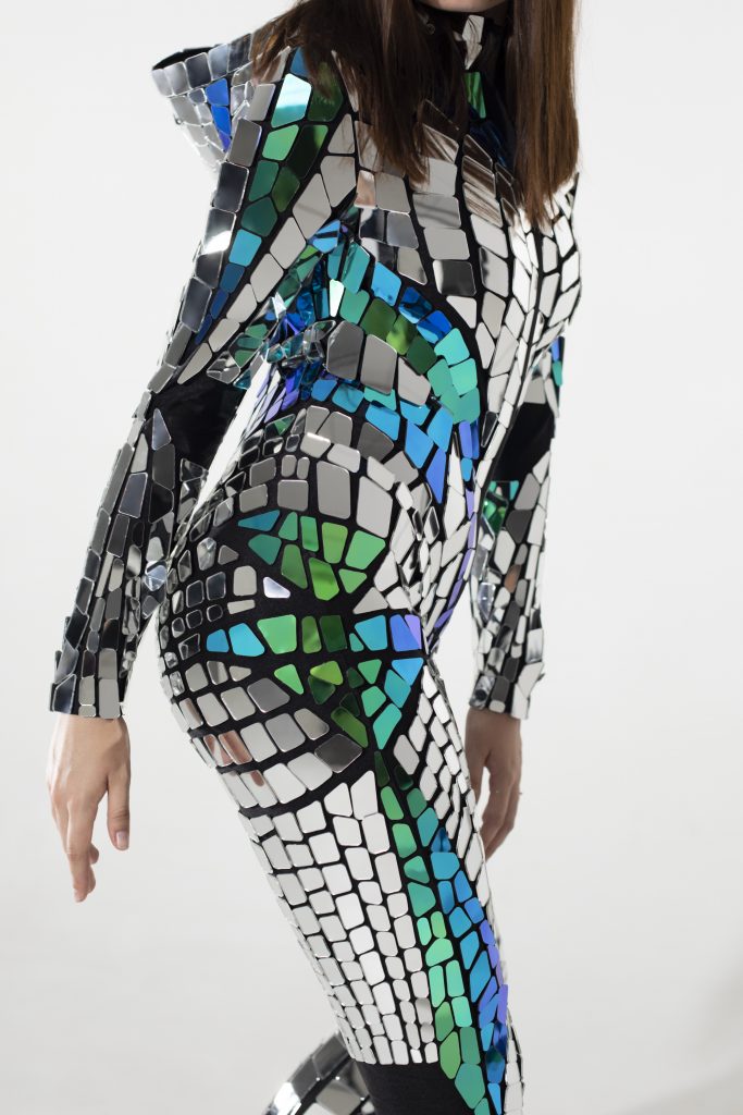 Green Mirror Cat Costume for shows and events - by ETERESHOP