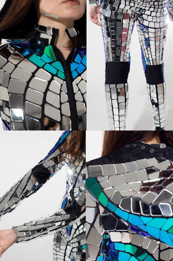 Green Mirror Cat Costume for shows and events - by ETERESHOP