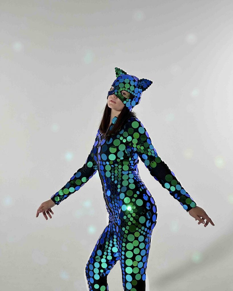 Green Mirror Cat Costume for shows and events - by ETERESHOP