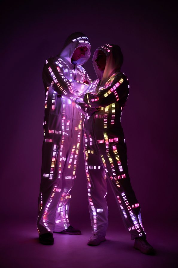White Smart LED Hip-Hop Dance Costume