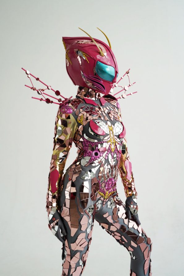 Pink Mirror Dragonfly Cosplay with a Pink Helmet