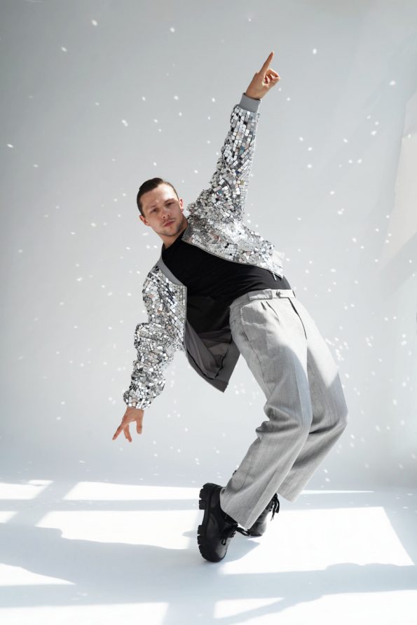 Disco Ball Silver Mirror Bomber Jacket _M235