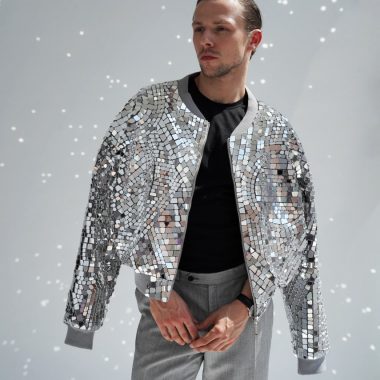 Disco Ball Silver Mirror Bomber Jacket _M235