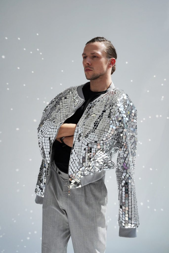 Disco Ball Silver Mirror Bomber Jacket _M235