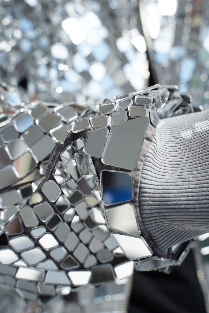 Disco Ball Silver Mirror Bomber Jacket _M235