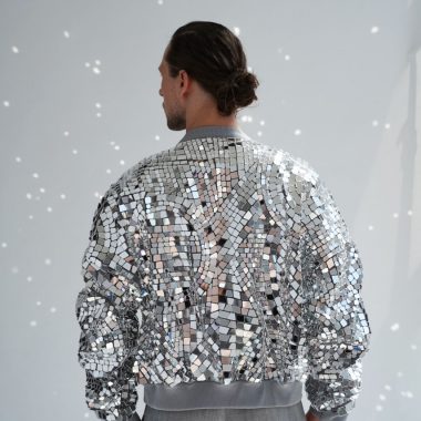Disco Ball Silver Mirror Bomber Jacket _M235