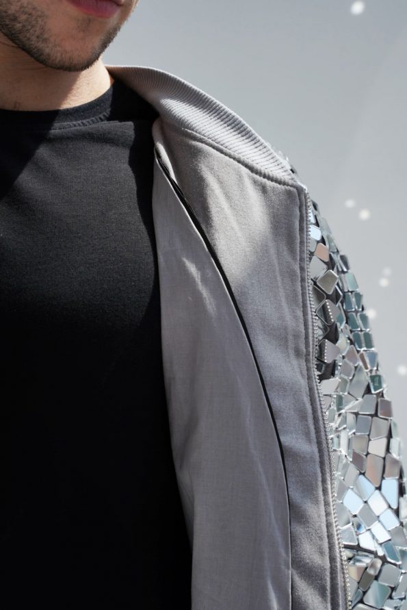Disco Ball Silver Mirror Bomber Jacket _M235