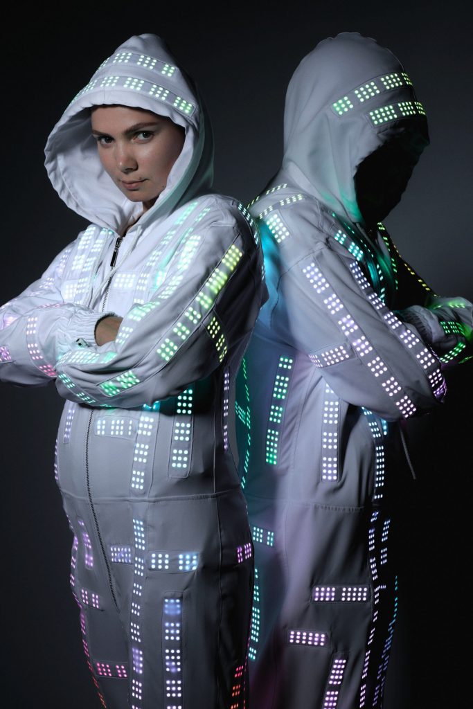 White Smart LED Hip-Hop Dance Costume