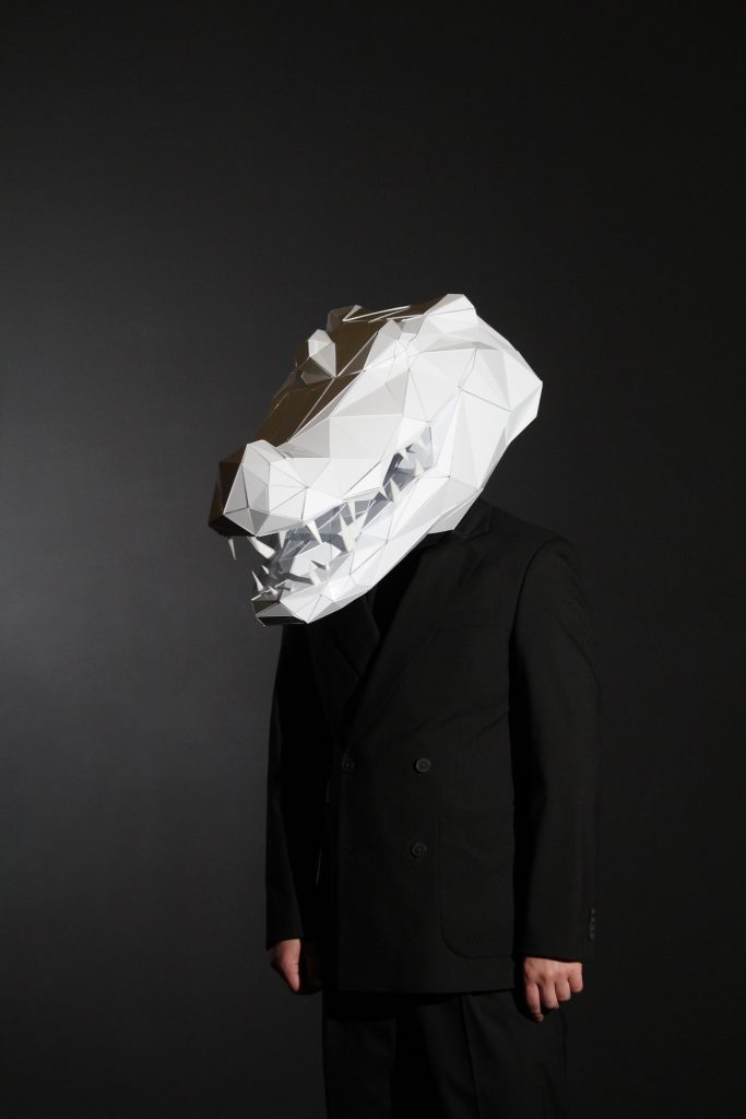 3D White Crocodile Mask - by ETERESHOP