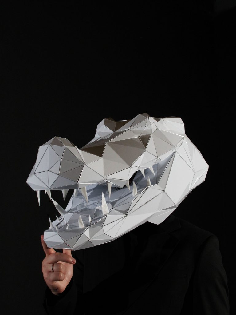 3D White Crocodile Mask - by ETERESHOP