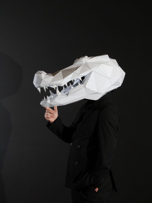 3D White Crocodile Mask - by ETERESHOP