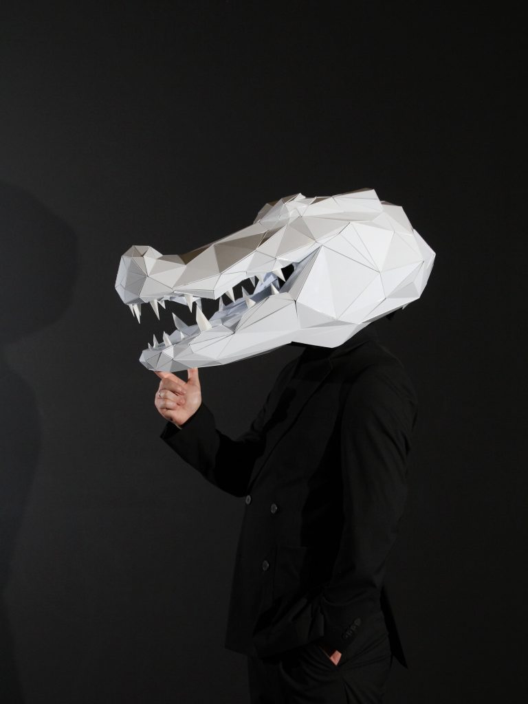 3D White Crocodile Mask - by ETERESHOP