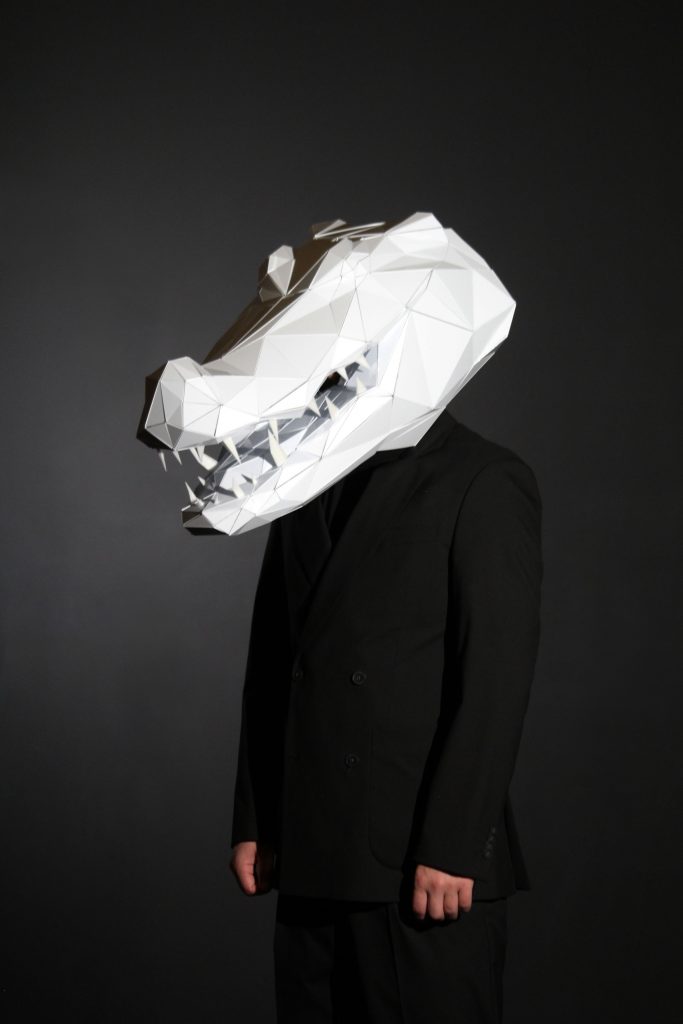 3D White Crocodile Mask - by ETERESHOP
