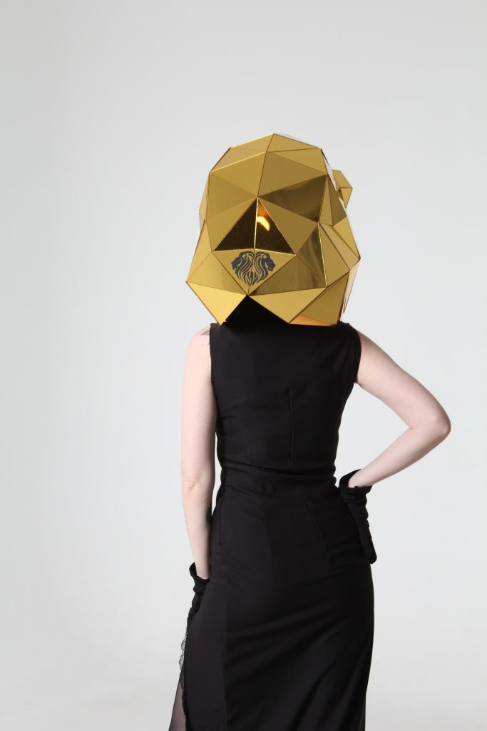 3D Gold Mirror Lion Mask - by ETERESHOP