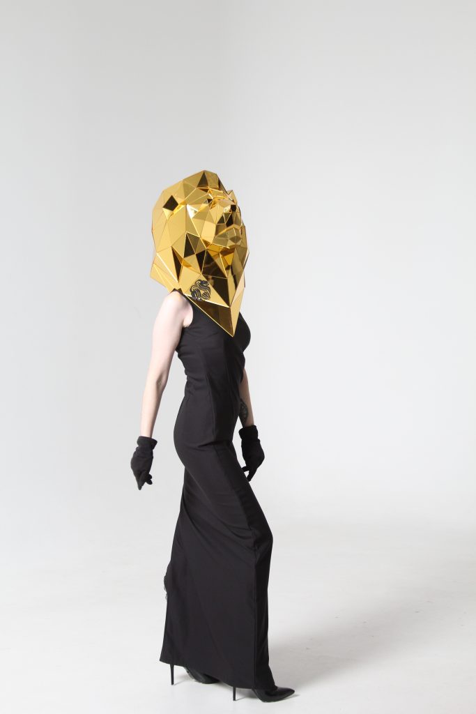 3D Gold Mirror Lion Mask - by ETERESHOP