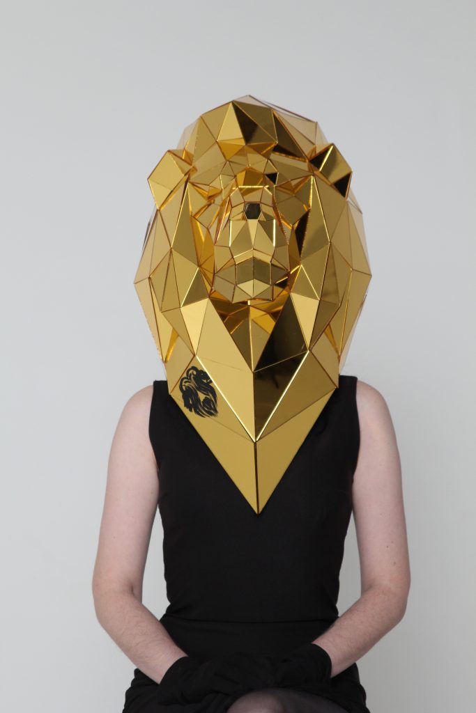 3D Gold Mirror Lion Mask - by ETERESHOP