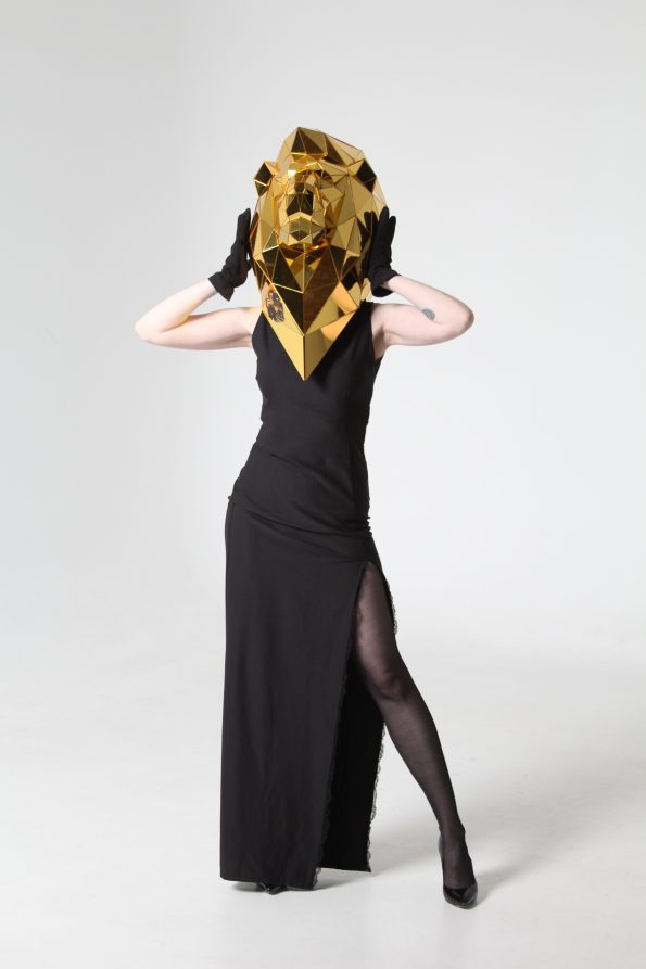 3D Gold Mirror Lion Mask - by ETERESHOP