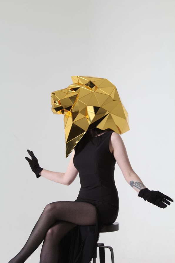 3D Gold Mirror Lion Mask - by ETERESHOP