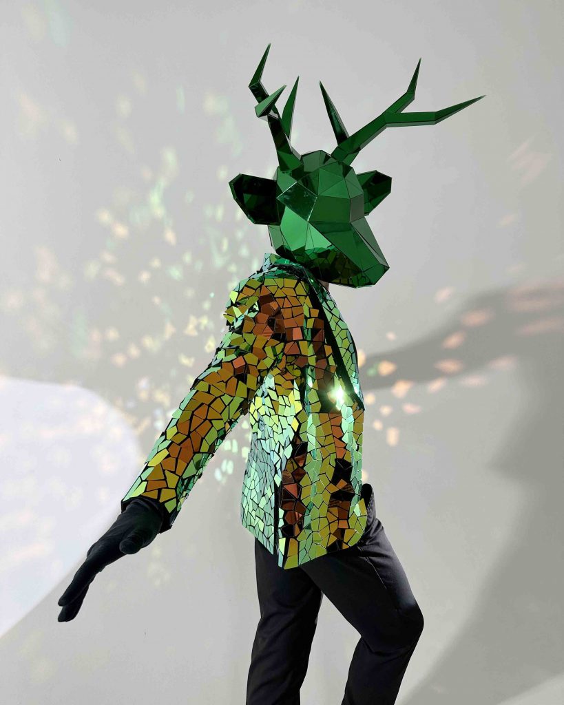 3D Green Mirror Deer Mask / Stag Helmet - by ETERESHOP