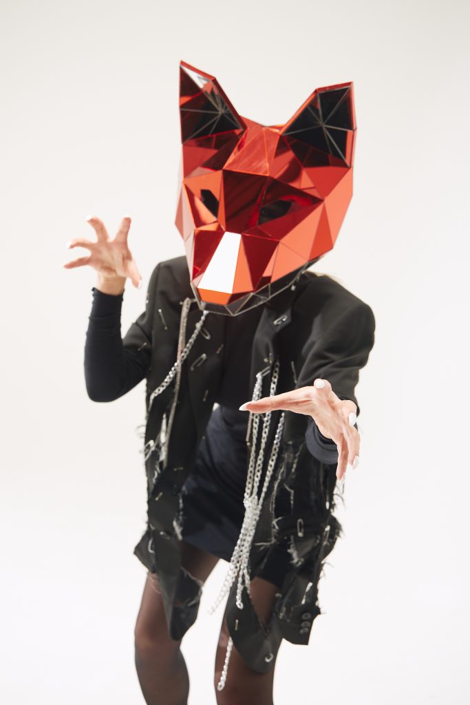 Red Mirror 3D Animal Fox Mask | Fox Helmet for Halloween